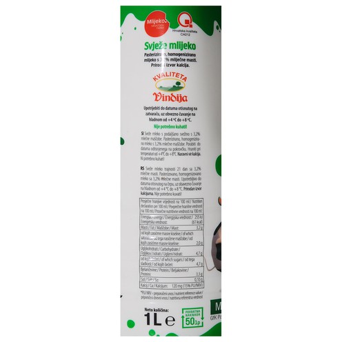 'Z bregov fresh milk with 3,2% m.f. 1 l